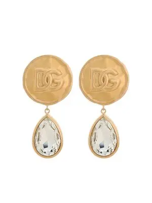Dolce & Gabbana Logo-engraved Drop Earrings - Gold