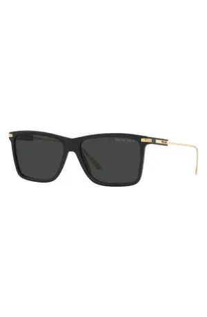Prada 58mm Polarized Rectangular Sunglasses - Matte Black