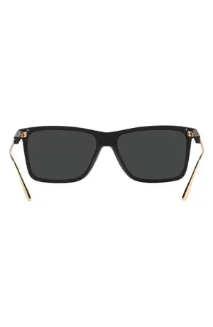 Prada 58mm Polarized Rectangular Sunglasses - Matte Black