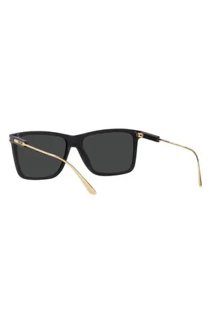Prada 58mm Polarized Rectangular Sunglasses - Matte Black
