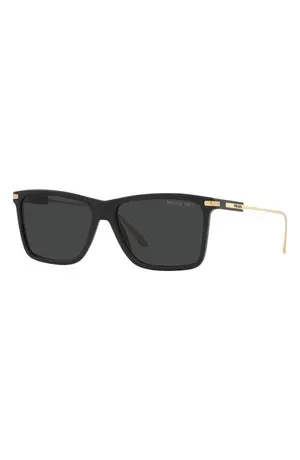 Prada 58mm Polarized Rectangular Sunglasses - Matte Black