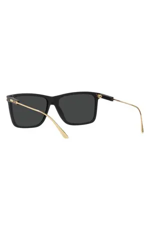 Prada 58mm Polarized Rectangular Sunglasses - Matte Black