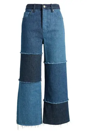 Rails Getty Patchwork High Waist Crop Wide Leg Jeans