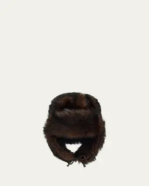 Pologeorgis Merino Shearling Trapper Hat Black