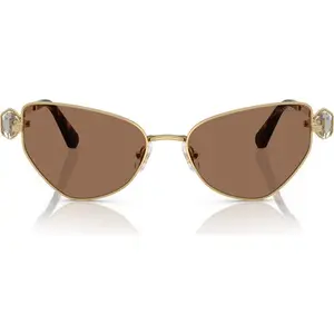 SWAROVSKI 57mm Irregular Sunglasses - Gold Brown