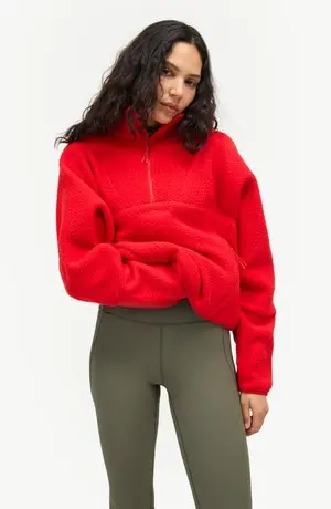 HALFDAYS Pieper Water Repellent Quarter Zip Top - Rouge
