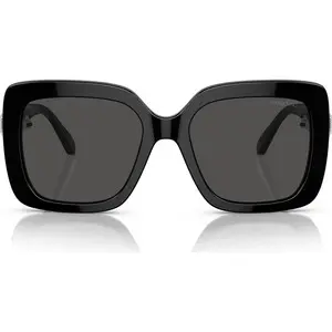 SWAROVSKI Swarovski 55mm Square Sunglasses Black Grey
