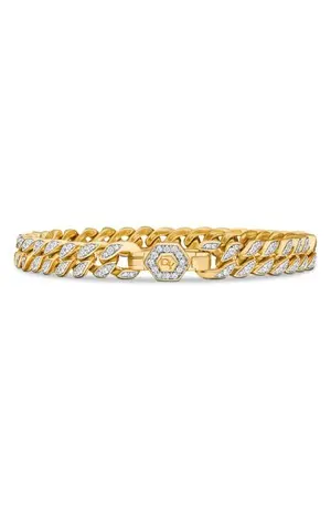 David Yurman 18k Gold Pavé Diamond Curb Chain Bracelet