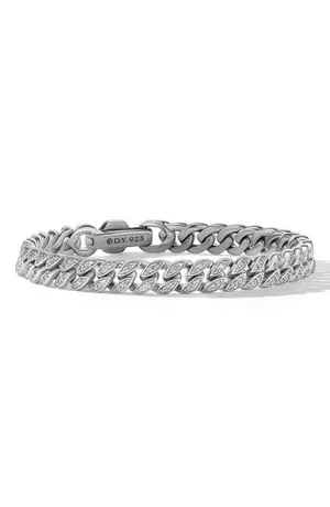 David Yurman Pavé Diamond Curb Chain Bracelet - Silver/diamond