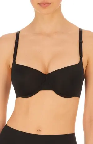 Natori Liquid Underwire Balconette Push-up Bra - Black