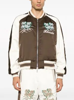 Rhude Souvenir Embroidered Bomber Jacket - Brown