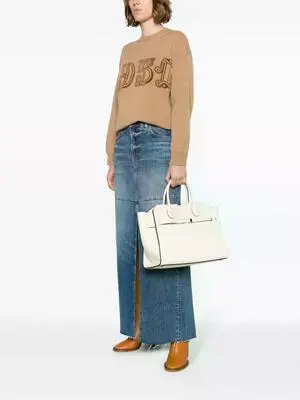 VALEXTRA Milano Medium Leather Tote Bag - Neutrals