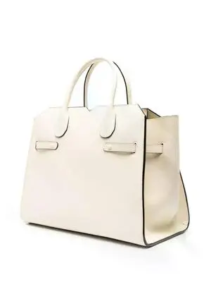 VALEXTRA Milano Medium Leather Tote Bag - Neutrals