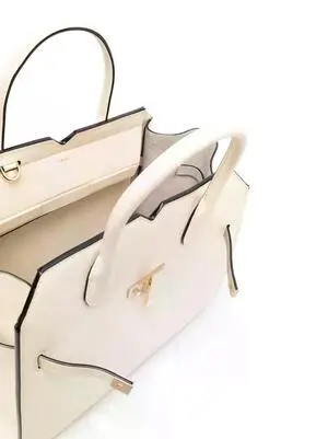 VALEXTRA Milano Medium Leather Tote Bag - Neutrals