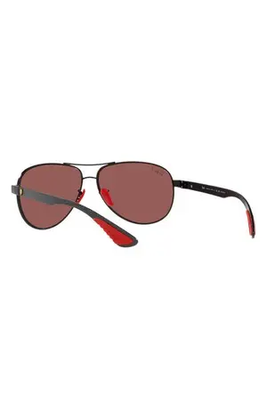 Ray-ban X Scuderia Ferrari 61mm Polarized Pilot Sunglasses - Matte Black