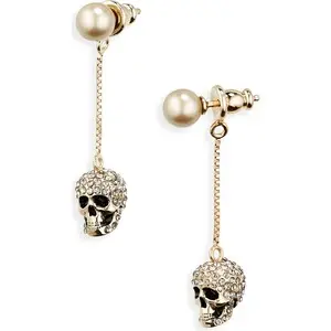 Alexander McQueen Pave Skull Drop Earrings - 2080 0468/mix