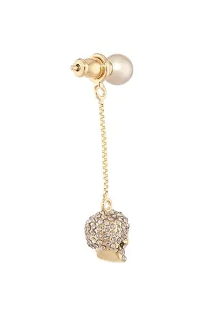 Alexander McQueen Pave Skull Drop Earrings - Coffee