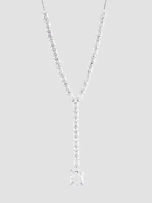 Adriana Orsini Naomi Rhodium-plated & Cubic Zirconia Y Necklace - Silver