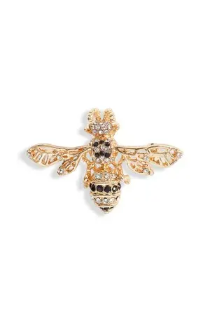 CLIFTON WILSON Crystal Bee Lapel Pin - Gold