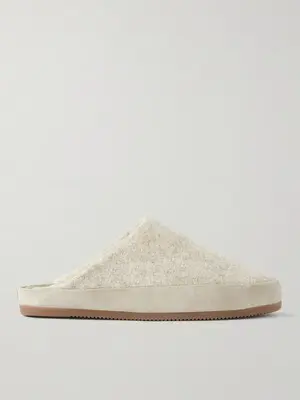 Mulo Suede-trimmed Shearling-lined Recycled Wool Slippers - White