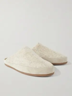 Mulo Suede-trimmed Shearling-lined Recycled Wool Slippers - White