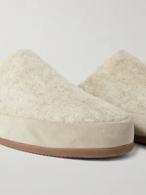 Mulo Suede-trimmed Shearling-lined Recycled Wool Slippers - White