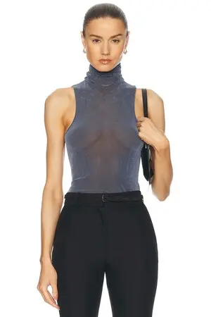 PRISCAVERA Turtleneck Racerback Tank Top