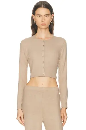 LESET Lauren Crop Cardigan - Sable