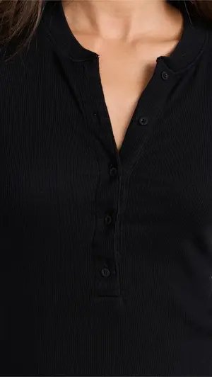 Cotton Citizen Long Sleeve Henley - Jet Black