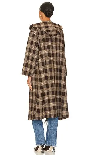 Lna Dutton Plaid Coat In Brown