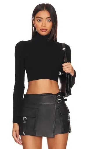 Nbd Cara Cropped Knit Mock Neck