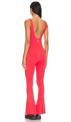 Free People X Fp Movement Rich Soul Flared Onesie In In Red