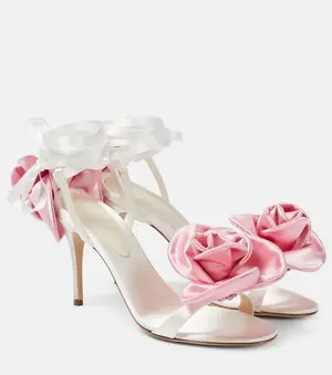 Magda Butrym Floral-appliqué Satin Sandals - White
