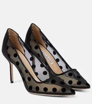 Manolo Blahnik Bbla Polka-dot Mesh Pumps