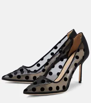 Manolo Blahnik Bbla Polka-dot Mesh Pumps