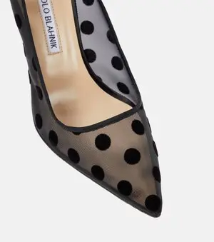 Manolo Blahnik Bbla Polka-dot Mesh Pumps