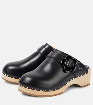 Kenzo Buckle-detail Leather Clogs