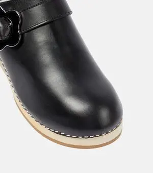 Kenzo Buckle-detail Leather Clogs
