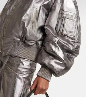 Attico Leather Bomber Jacket