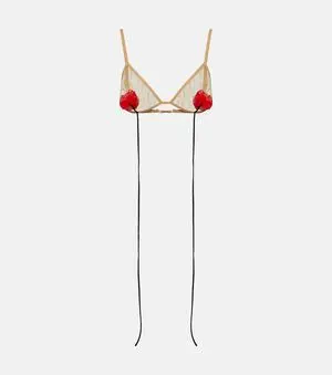 NENSI DOJAKA Floral-appliqué Mesh Bra - Multicoloured
