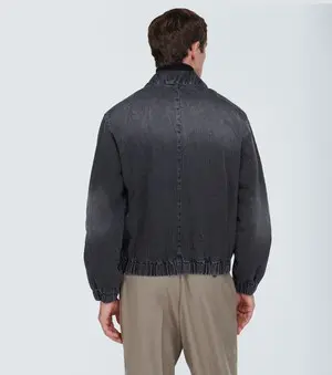Ami Paris De Coeur Denim Bomber Jacket In Black - 30% Off