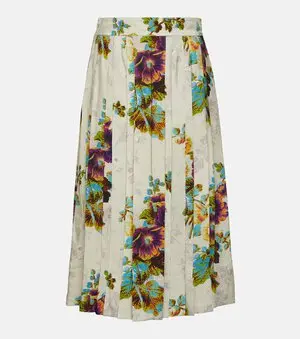 Tory Burch Floral Satin Midi Skirt