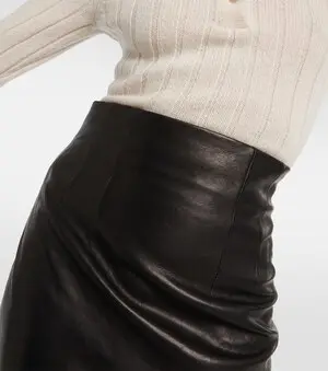 Khaite Loxley Leather Pencil Skirt - Black