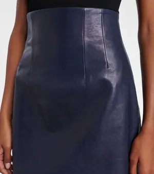 Khaite Loxley Leather Pencil Skirt - Blue