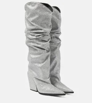 Alexandre Vauthier Glitter Knee-high Boots - Silver