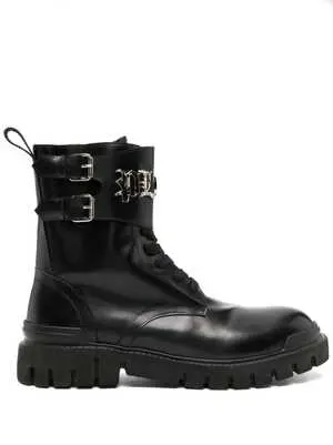 Philipp Plein Gothic Plein Leather Ankle Boots