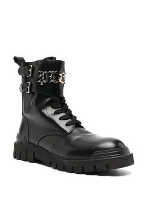 Philipp Plein Gothic Plein Leather Ankle Boots