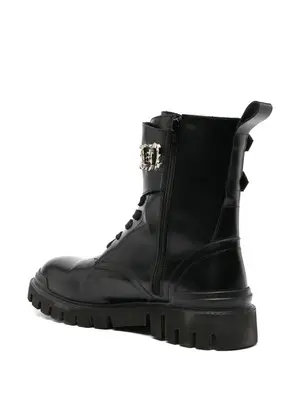 Philipp Plein Gothic Plein Leather Ankle Boots