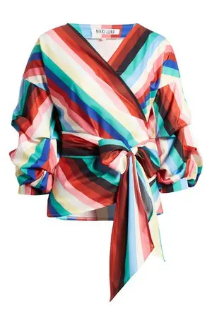 NIKKI LUND Anna Tie-waist Wrap Top - Rainbow