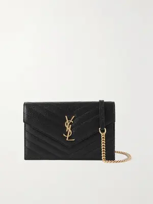 Saint Laurent Cassandre Envelope Chain Matelassé Shoulder Bag - Black